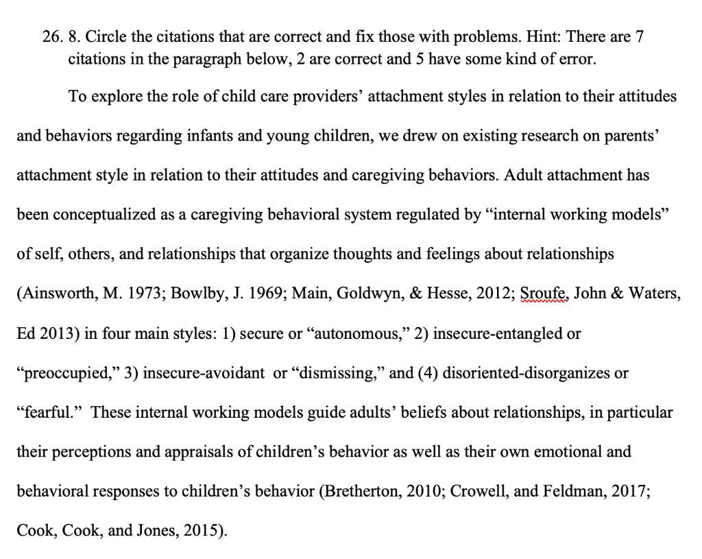 Solved 26. 8. Circle the citations that are correct and fix | Chegg.com
