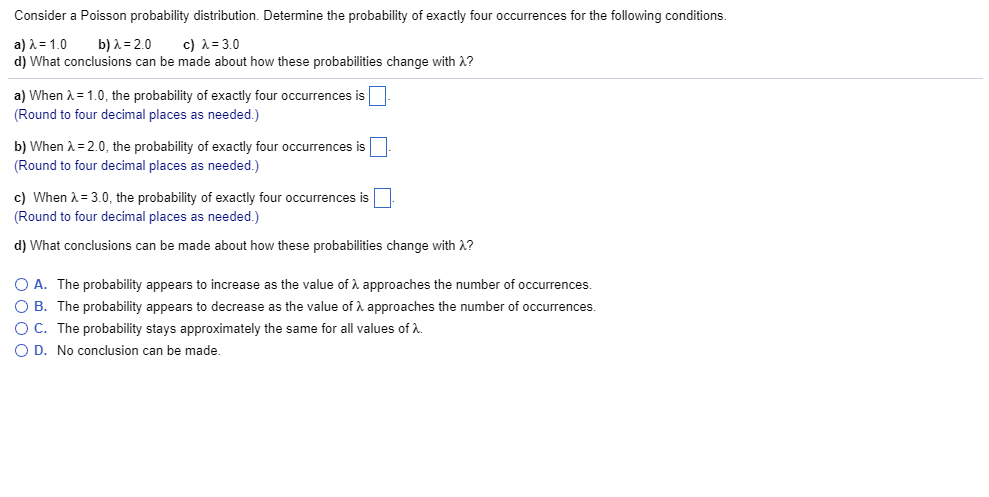 Solved Consider a Poisson probability distribution. | Chegg.com Solved Consider a Poisson probability distribution. | Chegg.com