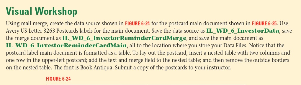 Solved Visual Workshop Using mail merge, create the data | Chegg.com