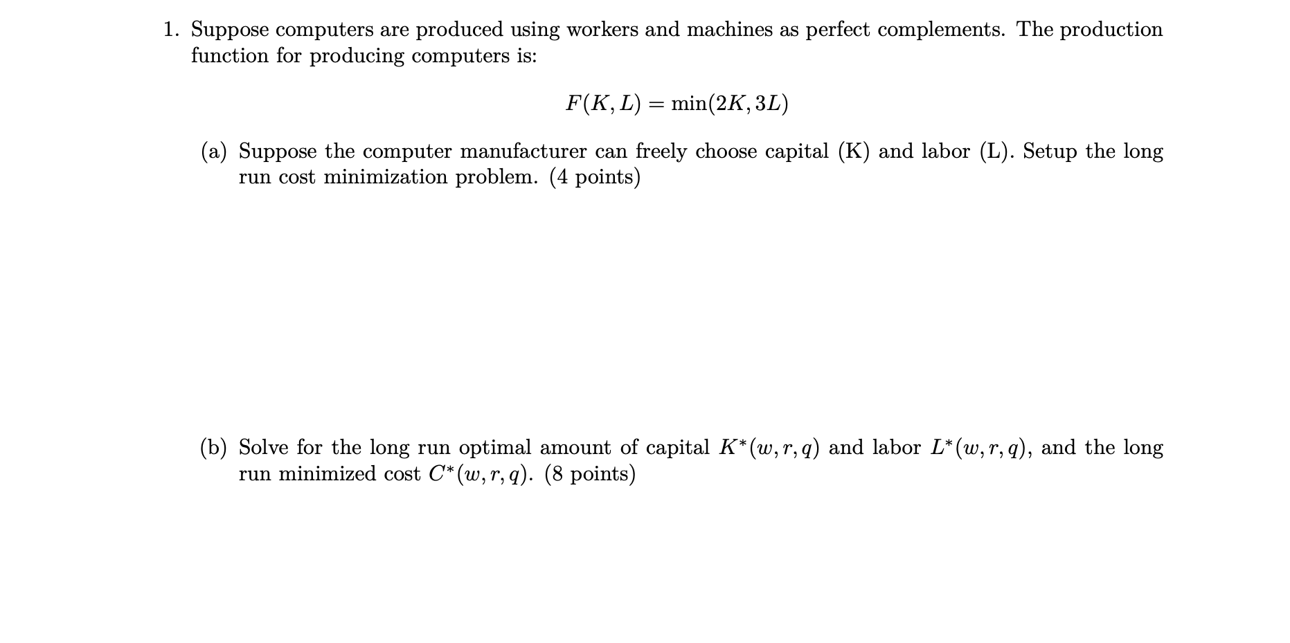 Solved 1. Suppose computers are produced using workers and | Chegg.com