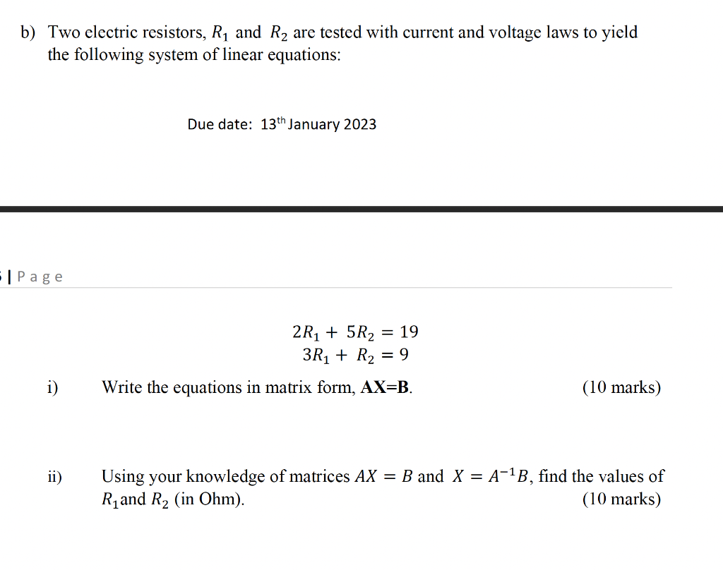 Solved b) Two electric resistors, R1 and R2 are tested with | Chegg.com
