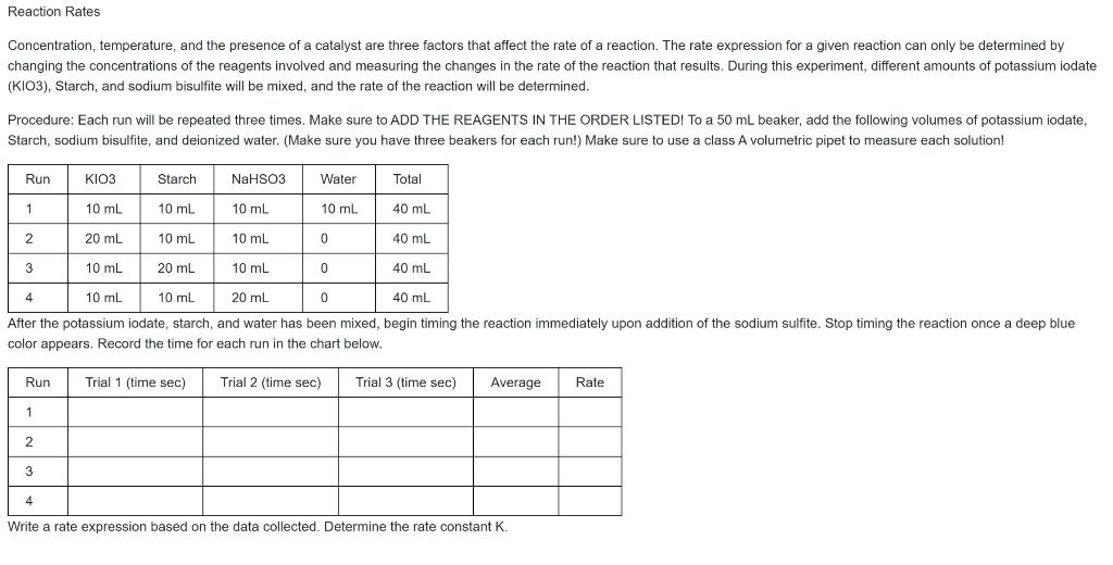 Reaction Rates Concentration, temperature, and the | Chegg.com