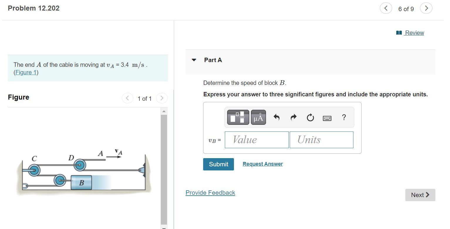 Solved The end A of the cable is moving at vA=3.4 m/s. Part | Chegg.com