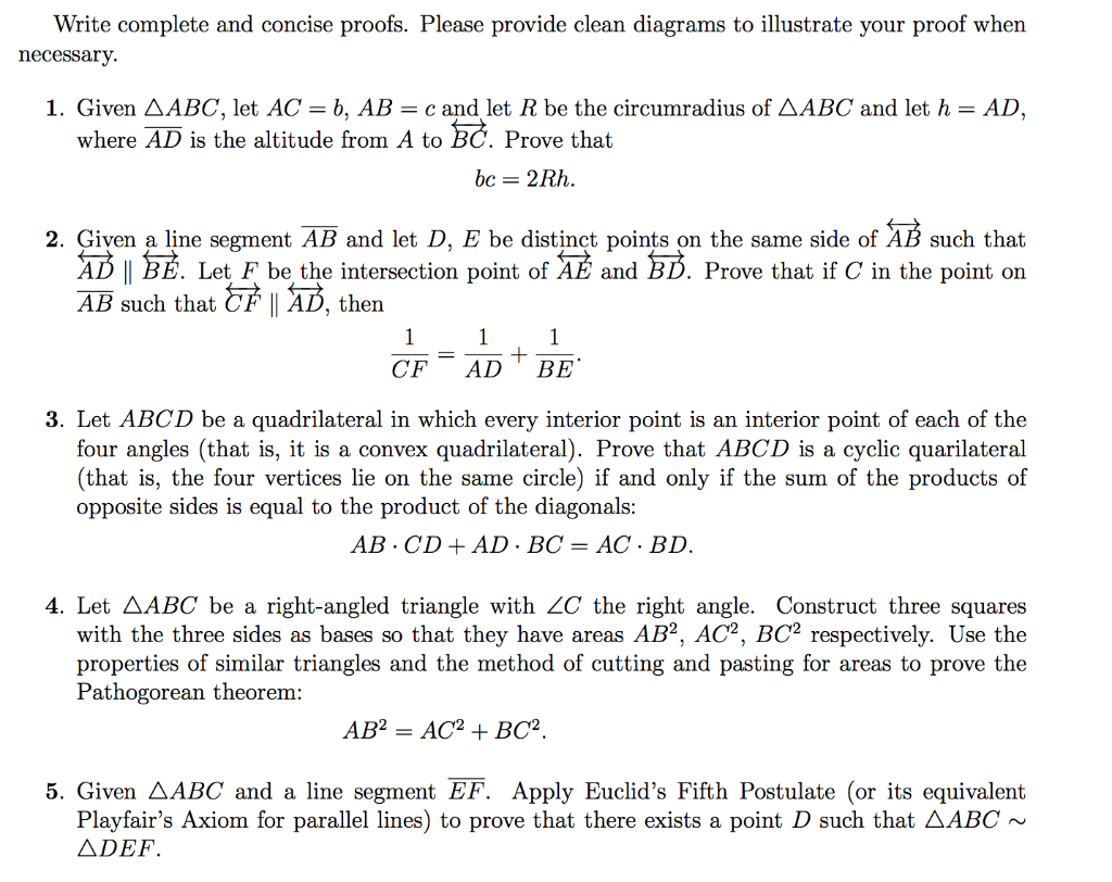 Solved Write complete and concise proofs. Please provide | Chegg.com