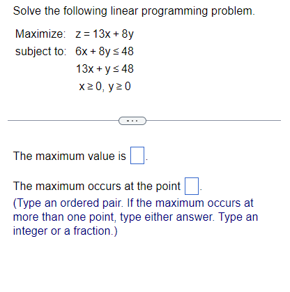 Solved Solve the following linear programming problem. | Chegg.com