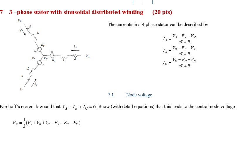Solved 7 3-phase stator with sinusoidal distributed winding | Chegg.com