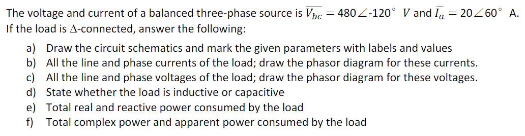 Solved The voltage and current of a balanced three-phase | Chegg.com