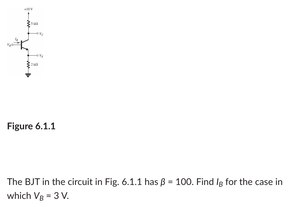 Solved Figure 6.1.1The BJT in the circuit in Fig. 6.1.1 ﻿has | Chegg.com