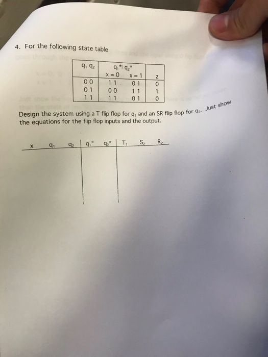 Solved 4. For the following state table 00 11 01 01 00 1 1 | Chegg.com