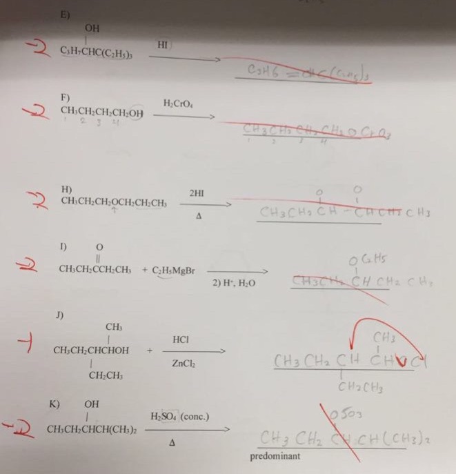 Solved H2Crou CH,CH CH2CH2OH 2HI CH3CH2CH2OCH CH2CH3 cu CH | Chegg.com