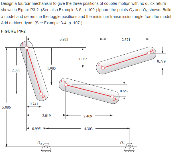 Solved Design a fourbar mechanism to give the three | Chegg.com