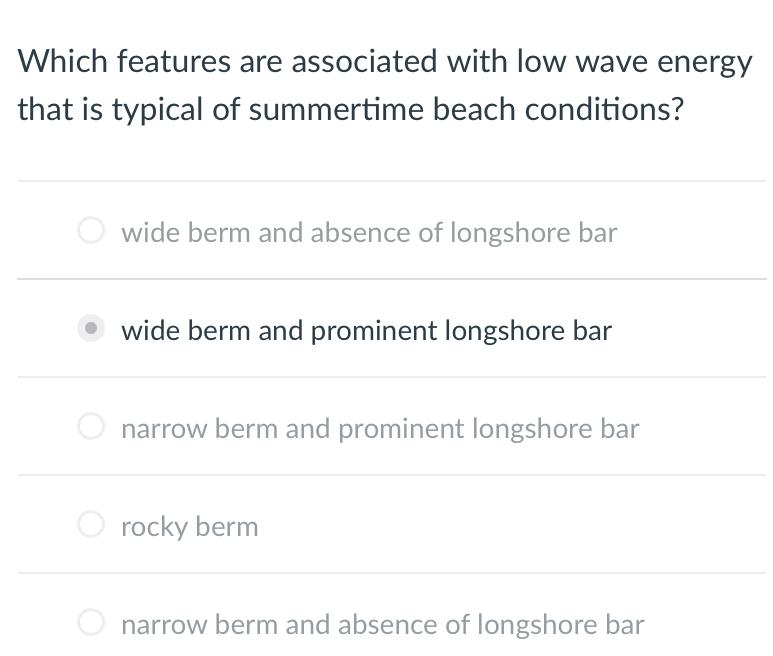 Solved Which features are associated with low wave energy | Chegg.com