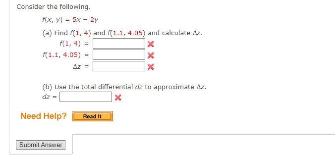 Solved Consider the following. f(x,y)=5x−2y (a) Find f(1,4) | Chegg.com