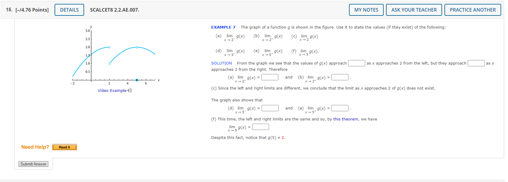 Solved 15. [-14.76 Points] DETAILS SCALCET8 2.2.AE.007. MY | Chegg.com