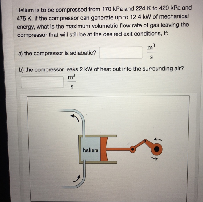 Solved Helium is to be compressed from 170 kPa and 224 K to | Chegg.com