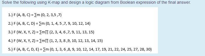 Solved Solve the following using K-map and design a logic | Chegg.com