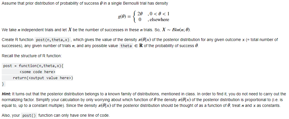 Solved Assume that prior distribution of probability of | Chegg.com