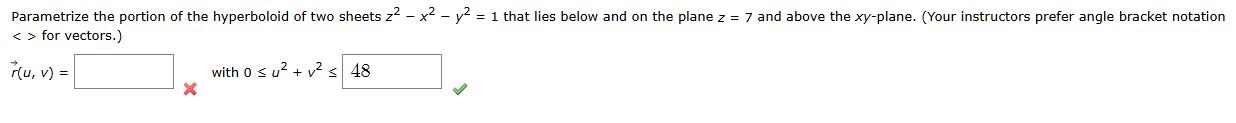 Solved Parametrize the portion of the hyperboloid of two | Chegg.com
