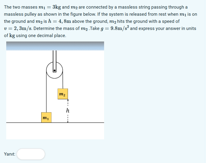 Solved The two masses m1=3kg ﻿and m2 ﻿are connected by ﻿a | Chegg.com