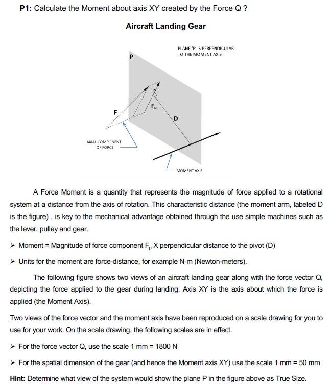 P1: Calculate the Moment about axis XY created by the | Chegg.com