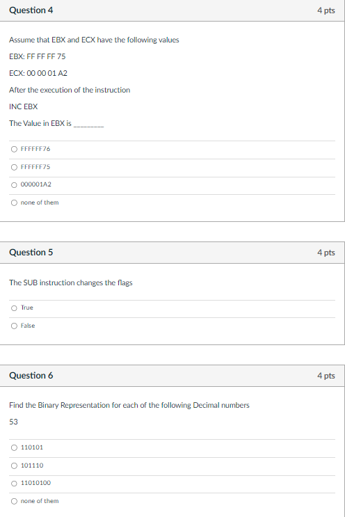 Solved Assume that EBX and ECX have the following values | Chegg.com