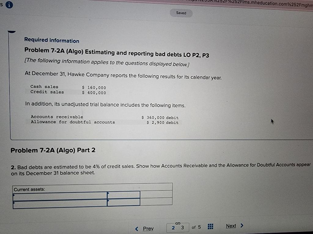 Solved ! Required information Problem 7-2A (Algo) Estimating | Chegg.com