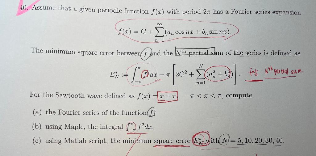 Solved 40. Assume that a given periodic function f(x) with | Chegg.com