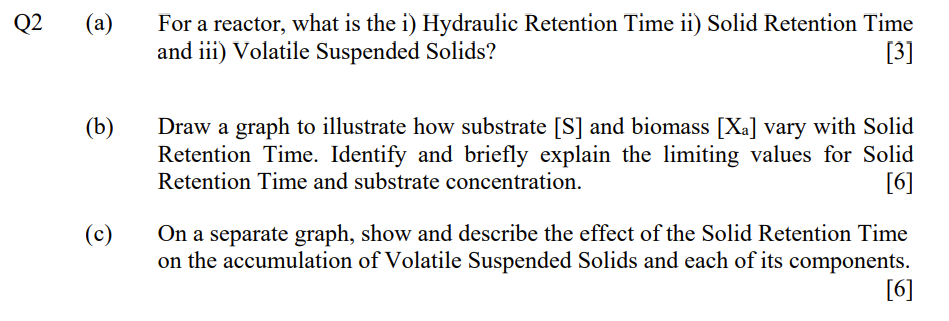 Solved Q2 (a) ) For a reactor, what is the i) Hydraulic | Chegg.com