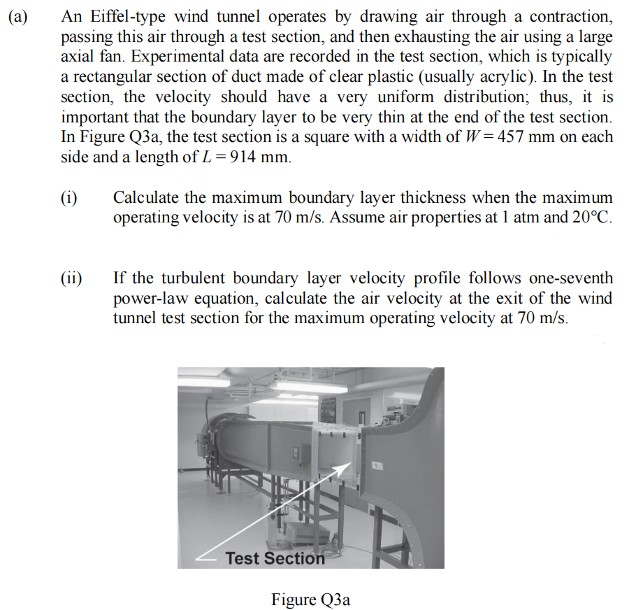 Solved (a) An Eiffel-type wind tunnel operates by drawing | Chegg.com