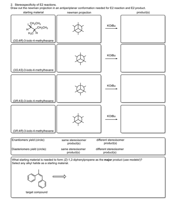 Solved Stereospecificity of E2 reactions. Draw out the | Chegg.com