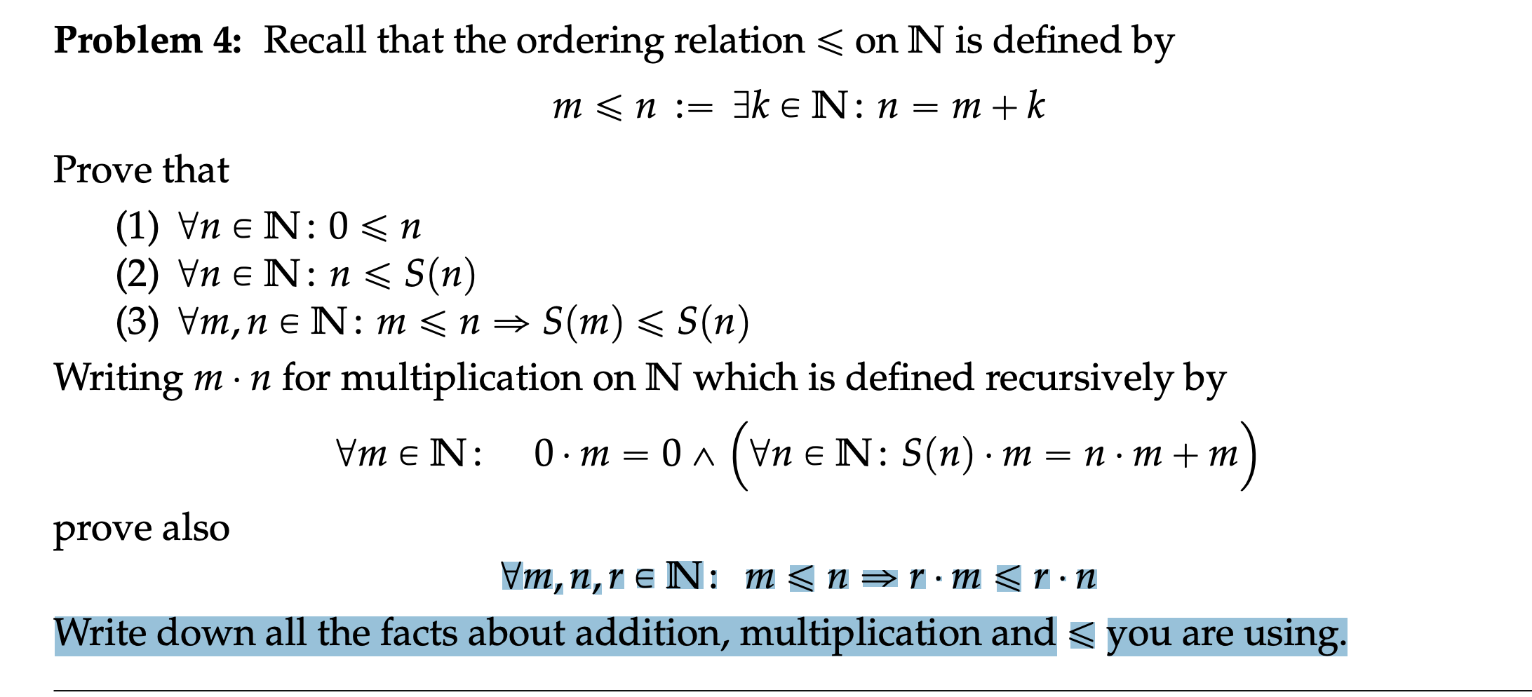 Solved Problem 4: Recall that the ordering relation
