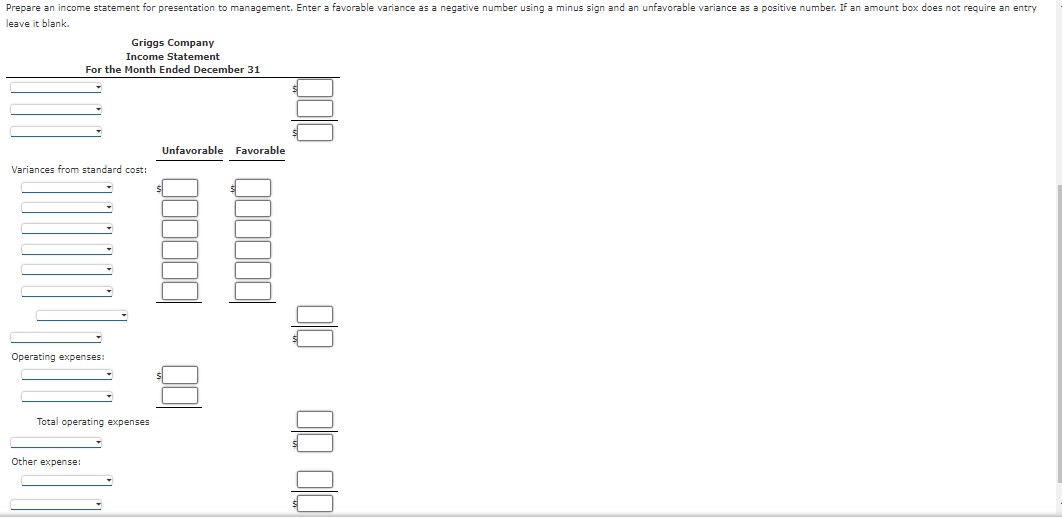 Solved Income Statement Indicating Standard Cost Variances | Chegg.com