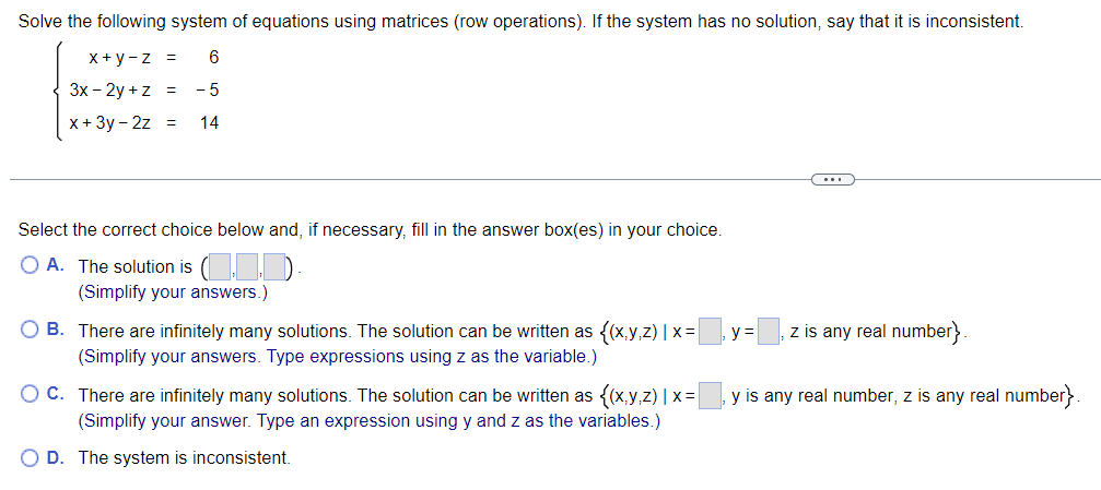 Solved Solve the following system of equations using | Chegg.com