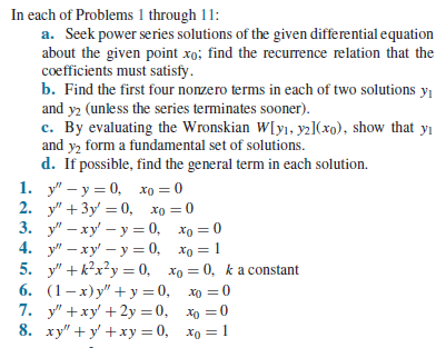Solved In each of Problems 1 through 11: a. Seek power | Chegg.com
