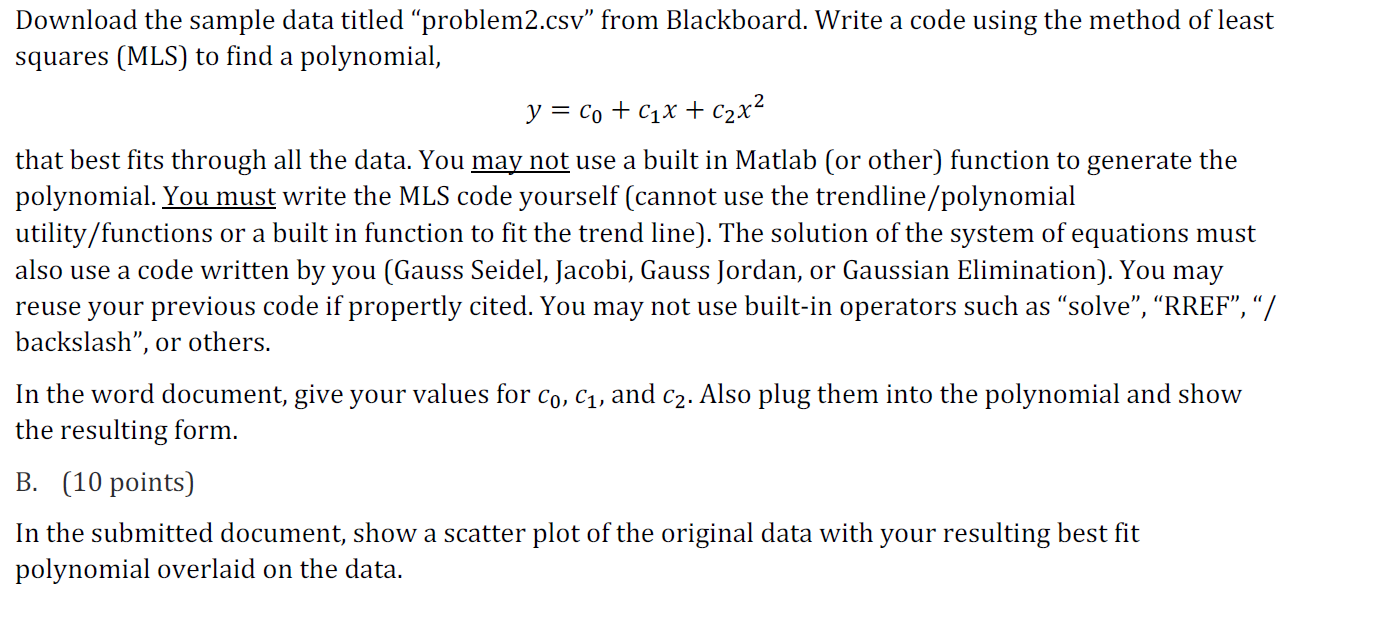 Download the sample data titled "problem2.csv" from | Chegg.com