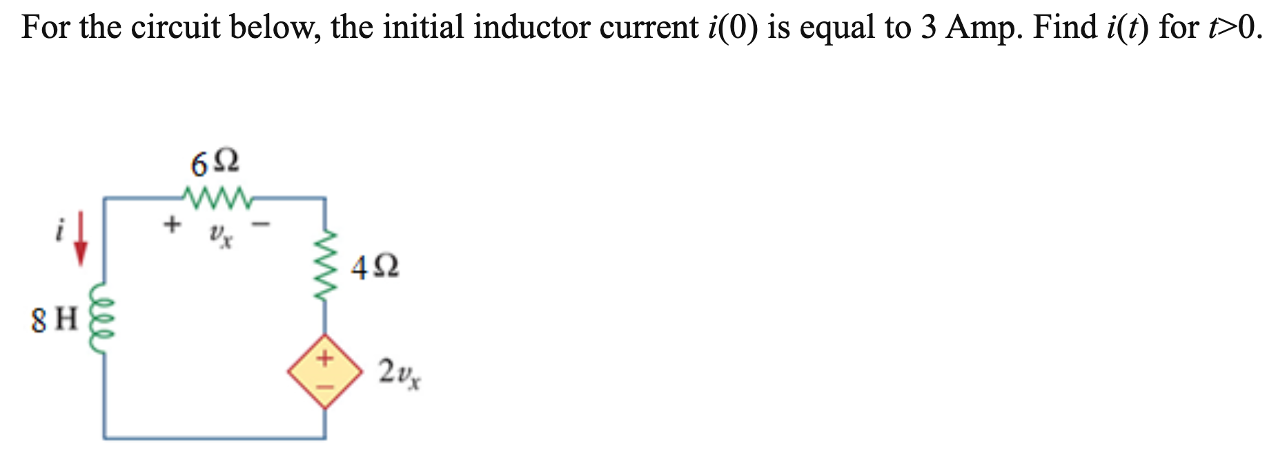 Solved For the circuit below, the initial inductor current | Chegg.com