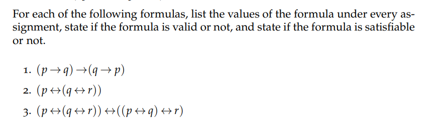 Solved For each of the following formulas, list the values | Chegg.com