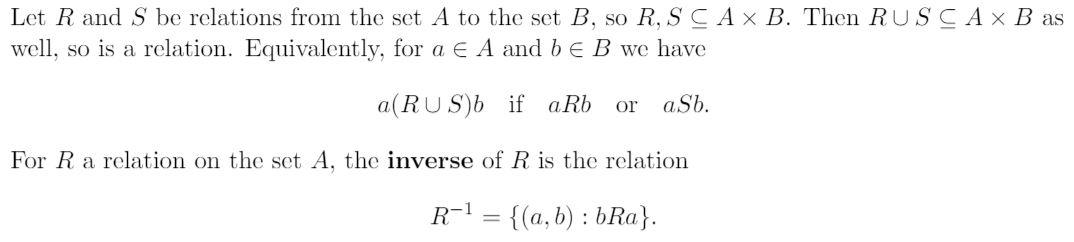 Solved Let R and S be relations from the set A to the set B, | Chegg.com