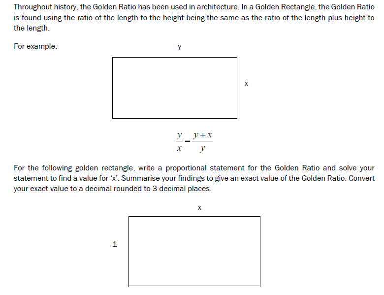 Solved Throughout history, the Golden Ratio has been used in | Chegg.com