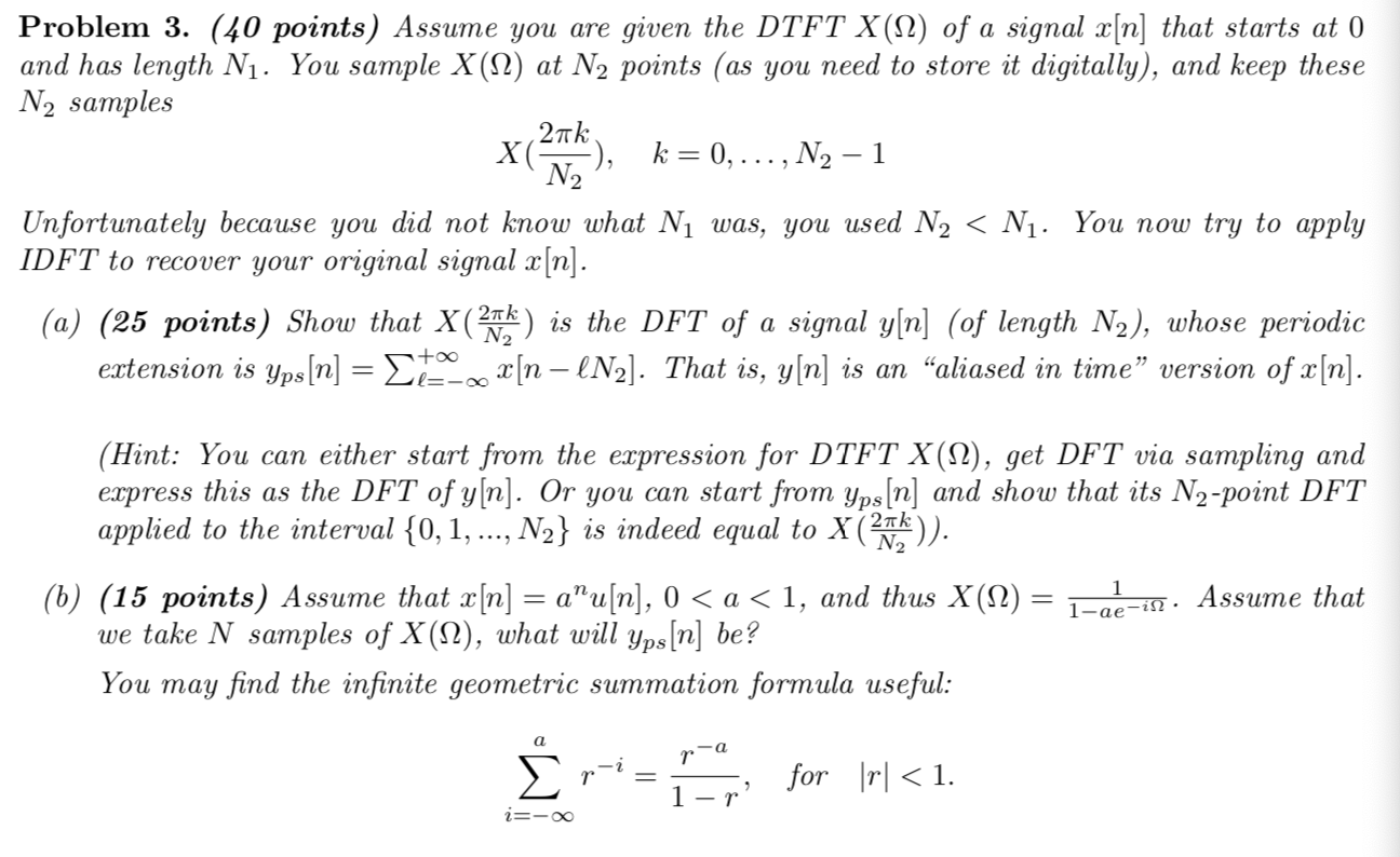 1 Problem 3. (40 points) Assume you are given the | Chegg.com