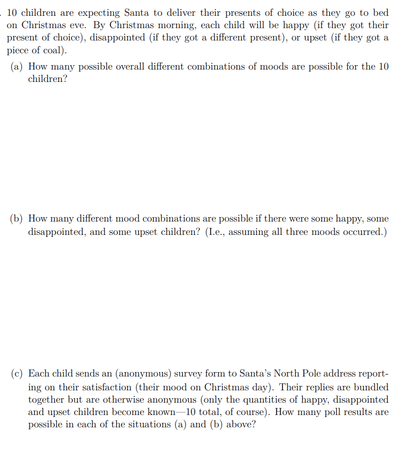 Solved 10 children are expecting Santa to deliver their | Chegg.com