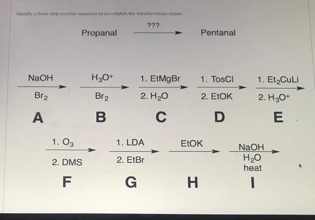 Solved Identify a three-step reaction sequence to accomplish | Chegg.com