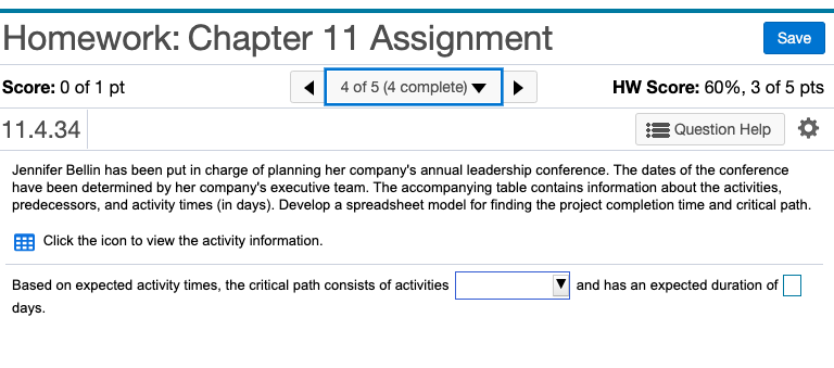 Save Homework Chapter 11 Assignment Score 0 Of 1 Pt