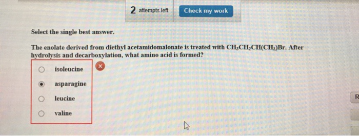 Solved 2 attempts left Check my work Select the single best | Chegg.com
