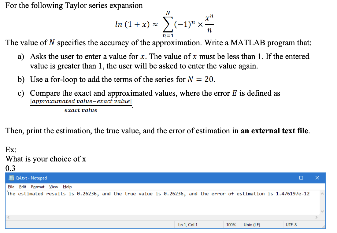 Solved For the following Taylor series expansion 𝑙𝑛 (1 + | Chegg.com
