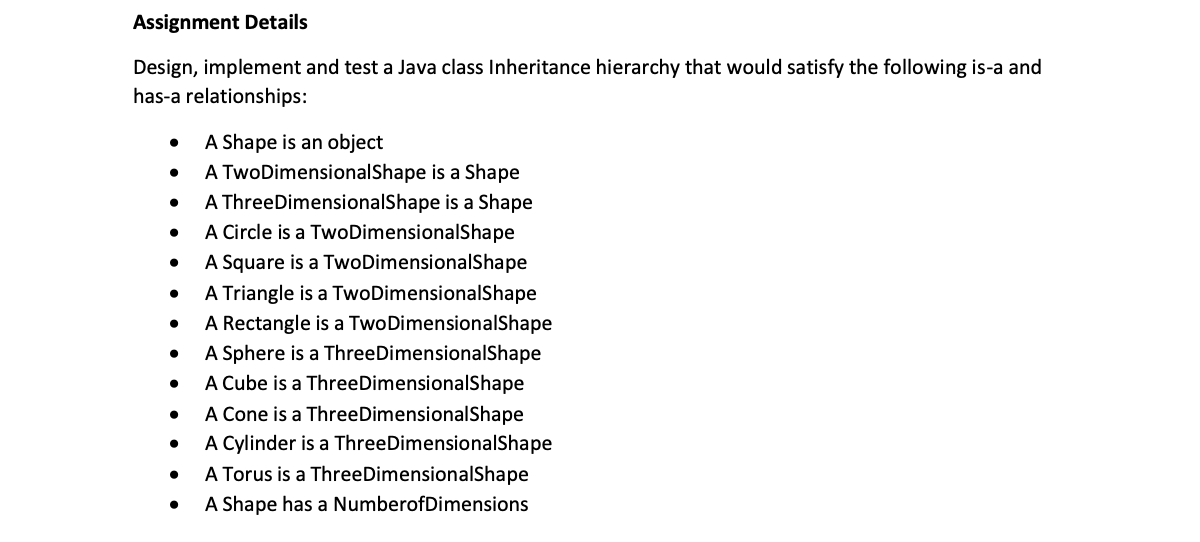 Solved Assignment Details Design, implement and test a Java | Chegg.com Solved Assignment Details Design, implement and test a Java | Chegg.com