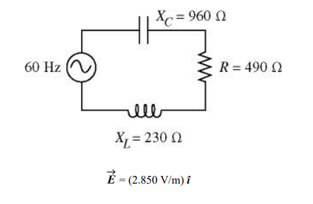 Solved 1) The 60Hz ac source of the L-R-C series circuit | Chegg.com