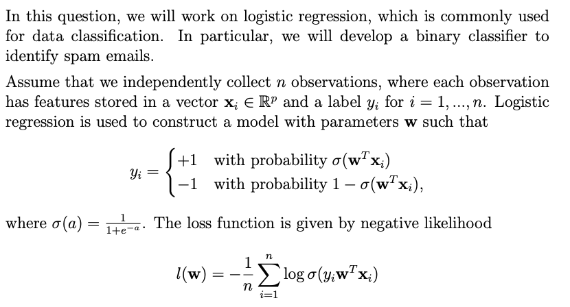 In this question, we will work on logistic | Chegg.com