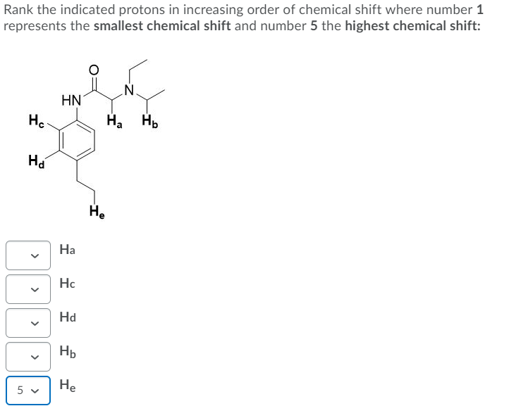 Solved Rank the indicated protons in increasing order of | Chegg.com