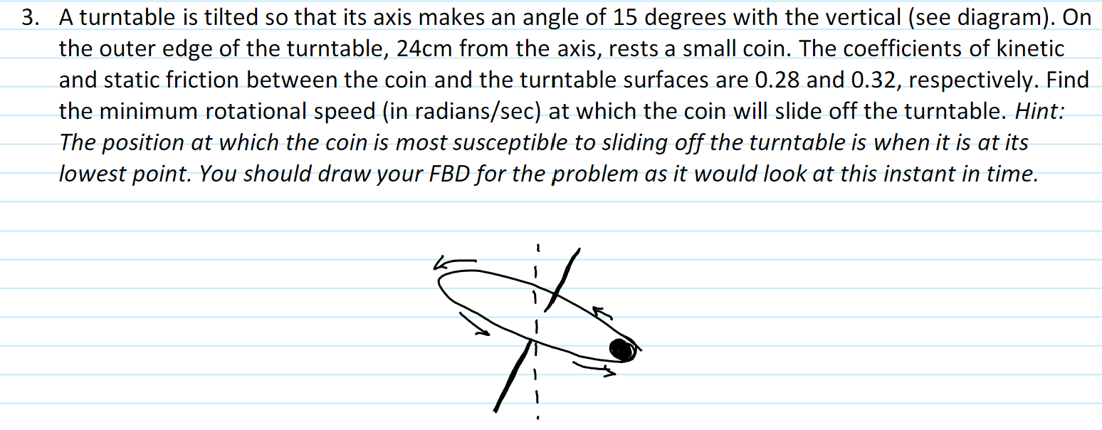 Solved: 3. A Turntable Is Tilted So That Its Axis Makes An... | Chegg.com